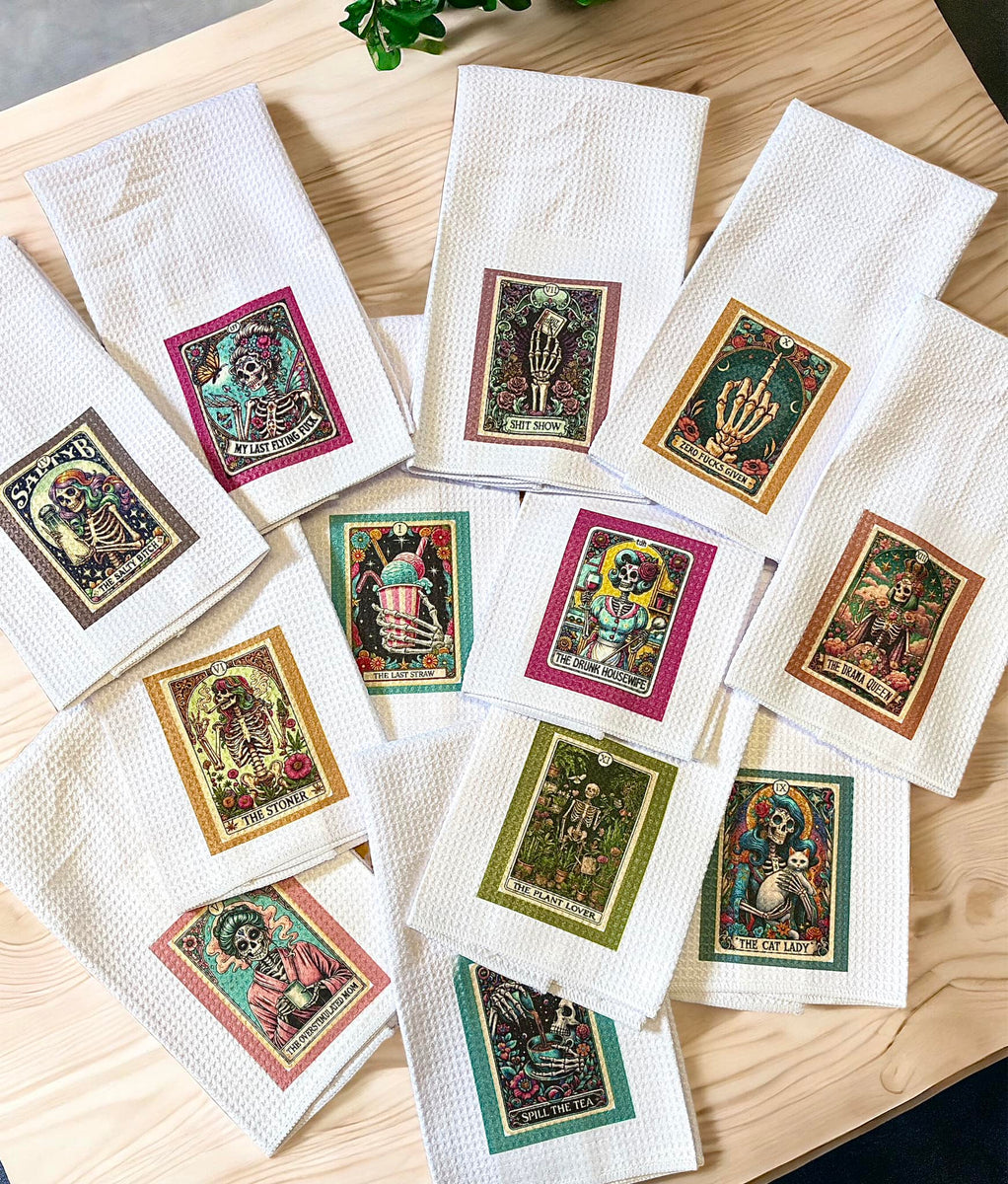 Wholesale |6| Kitchen Waffle Weave Towels Tarot Card Designs – LICT ...