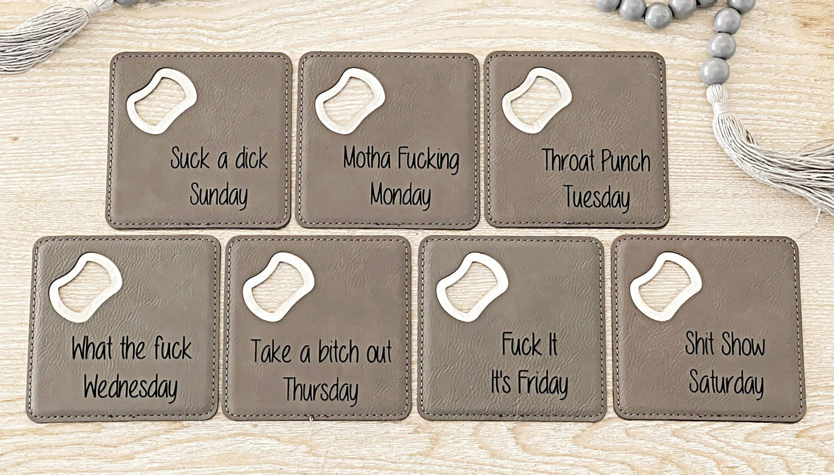 Wholesale | set of 7 | Days of the Week Sweary Coasters – LICT Apparel ...